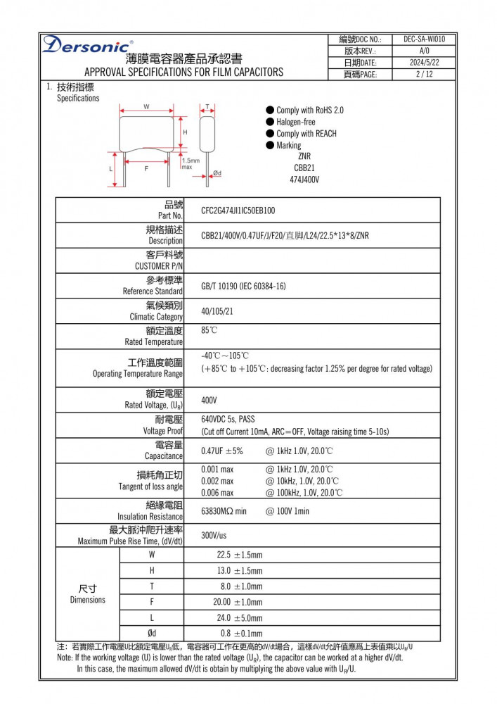 CFC2G474JI1IC50EB100 approval specification page 3