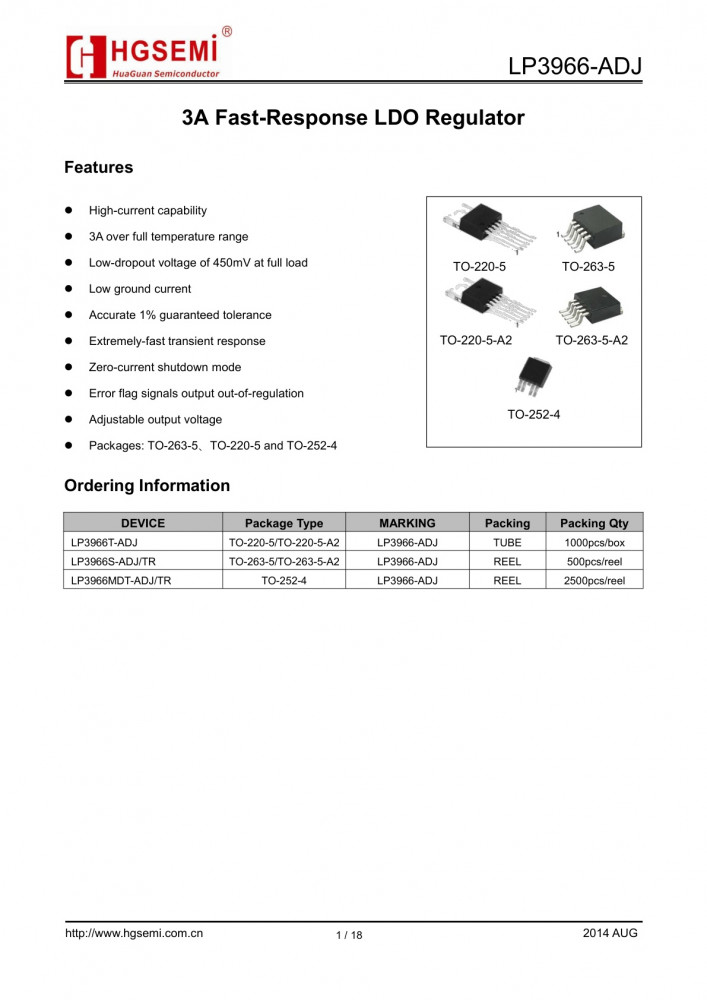 LP3966S-ADJ/TR datasheet page 1