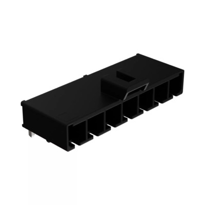 Mega-Fit Right-Angle Header, 5.70mm Pitch, Single Row, 5 Circuits, 0.38µm Gold (Au) Plating, Glow-Wire Capable, Tape and Reel, Black