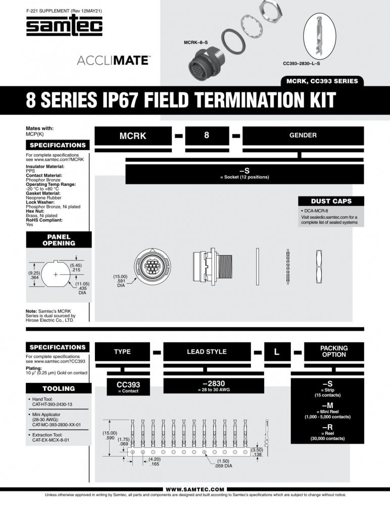 Samtec CC393-2830-L-S technical document preview