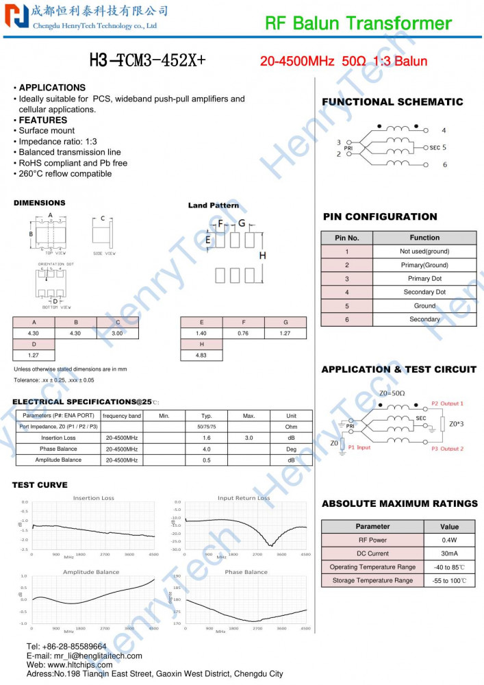 H3-TCM3-452X+ technical document page
