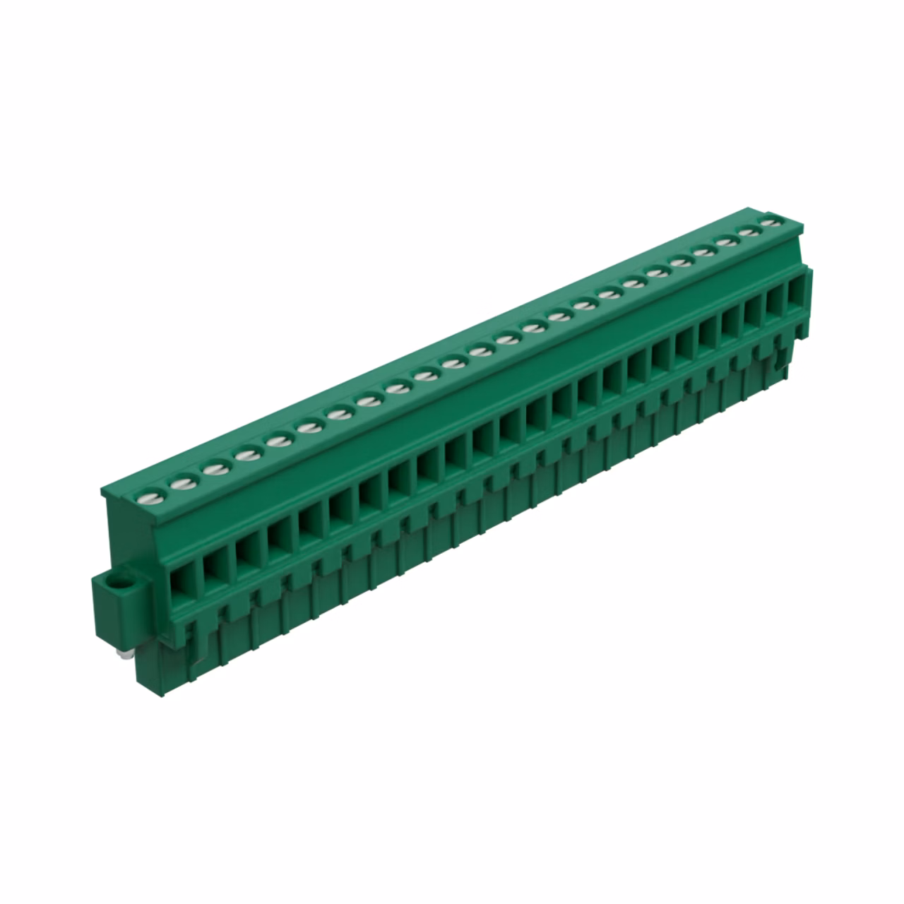 5.00mm Pitch Eurostyle Vertical Plug, with Retention Screws and Reverse Imprinting, Front Wire Entry, Green Housing, 24 Circuits for sale