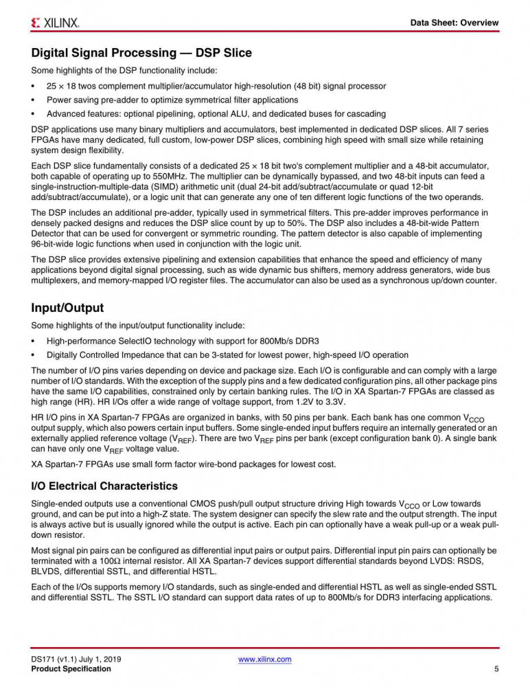 AMD XA Spartan-7 DS171 page 5