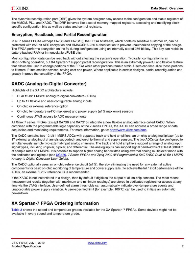 AMD XA Spartan-7 DS171 page 7