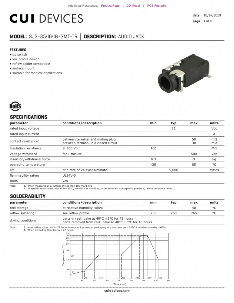 SJ2-35464B-SMT-TR technical document page 1
