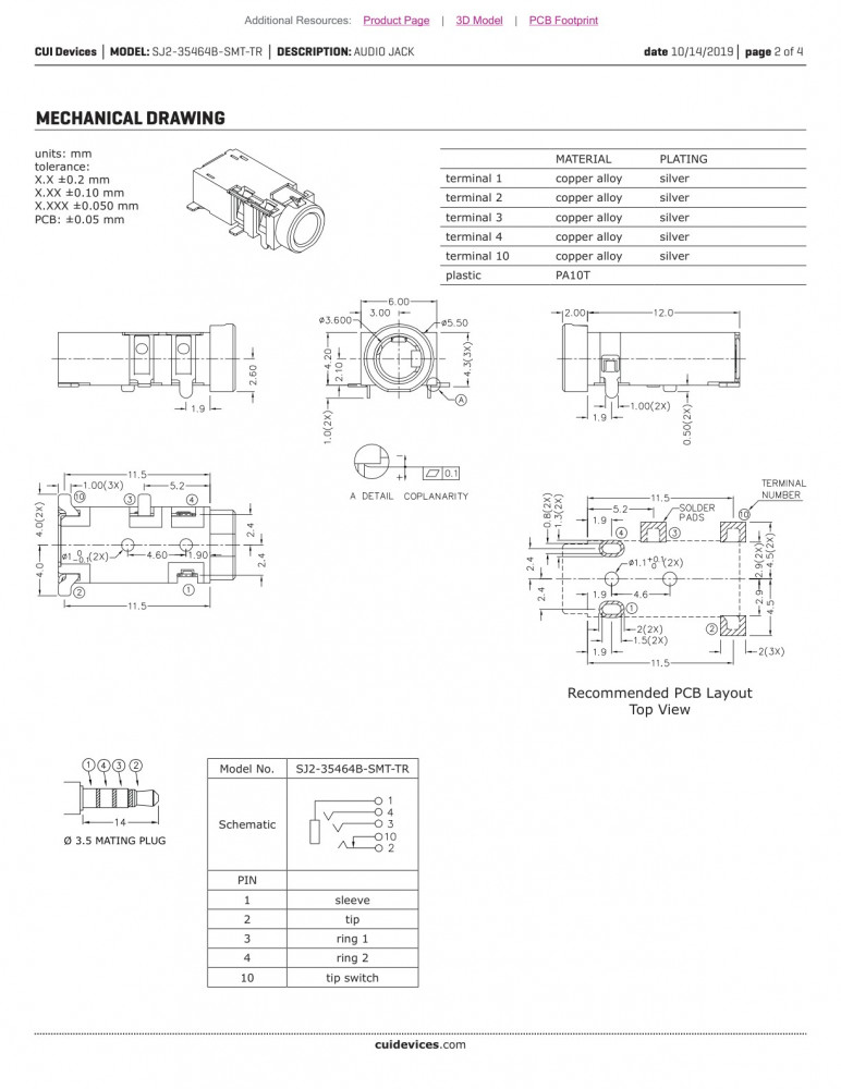 SJ2-35464B-SMT-TR technical document page 2