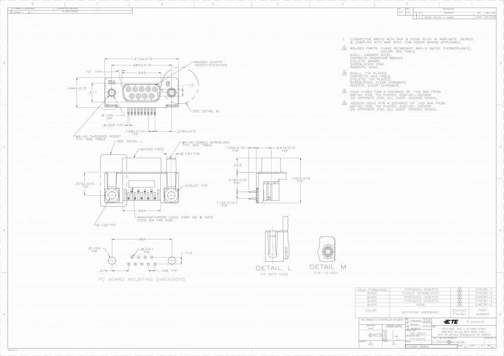 TE Connectivity 5745781-4 technical drawing