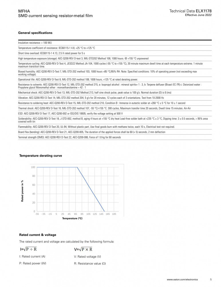 MFHA derating and ratings