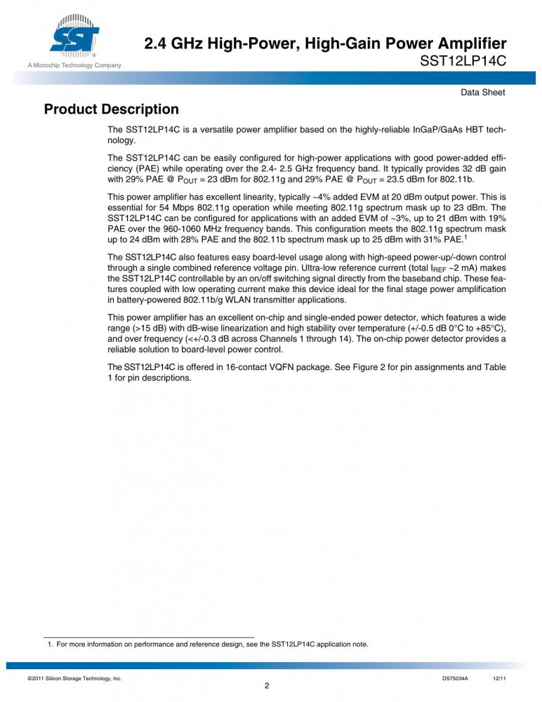 SST12LP14C datasheet page 2