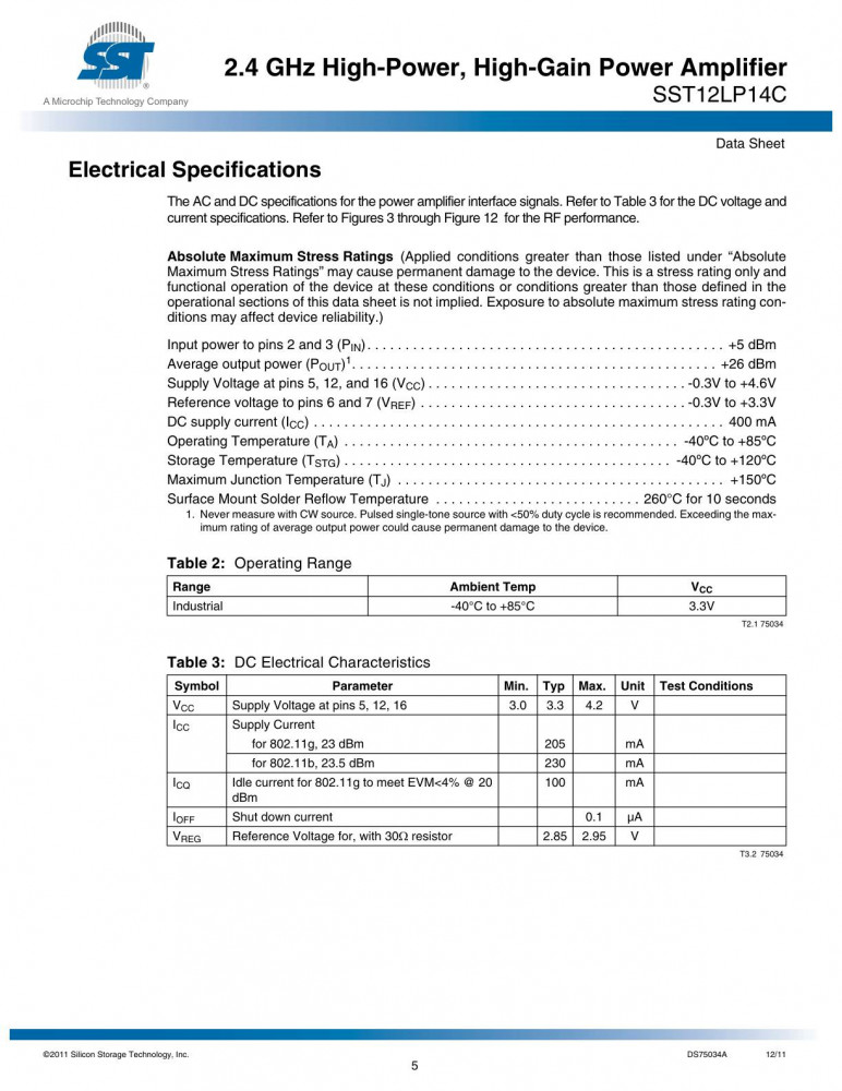 SST12LP14C datasheet page 5