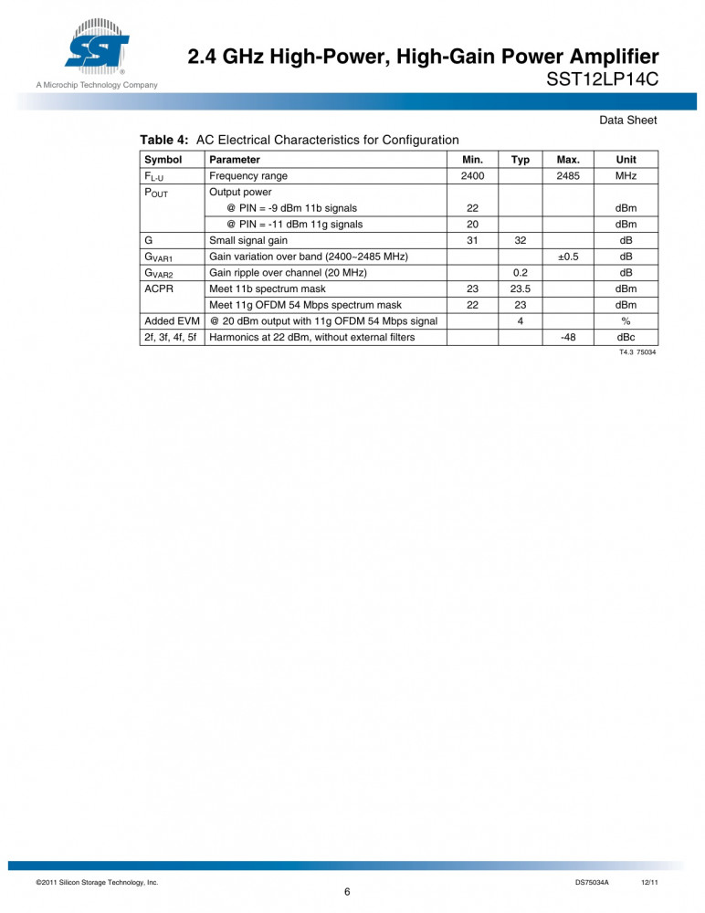 SST12LP14C datasheet page 6