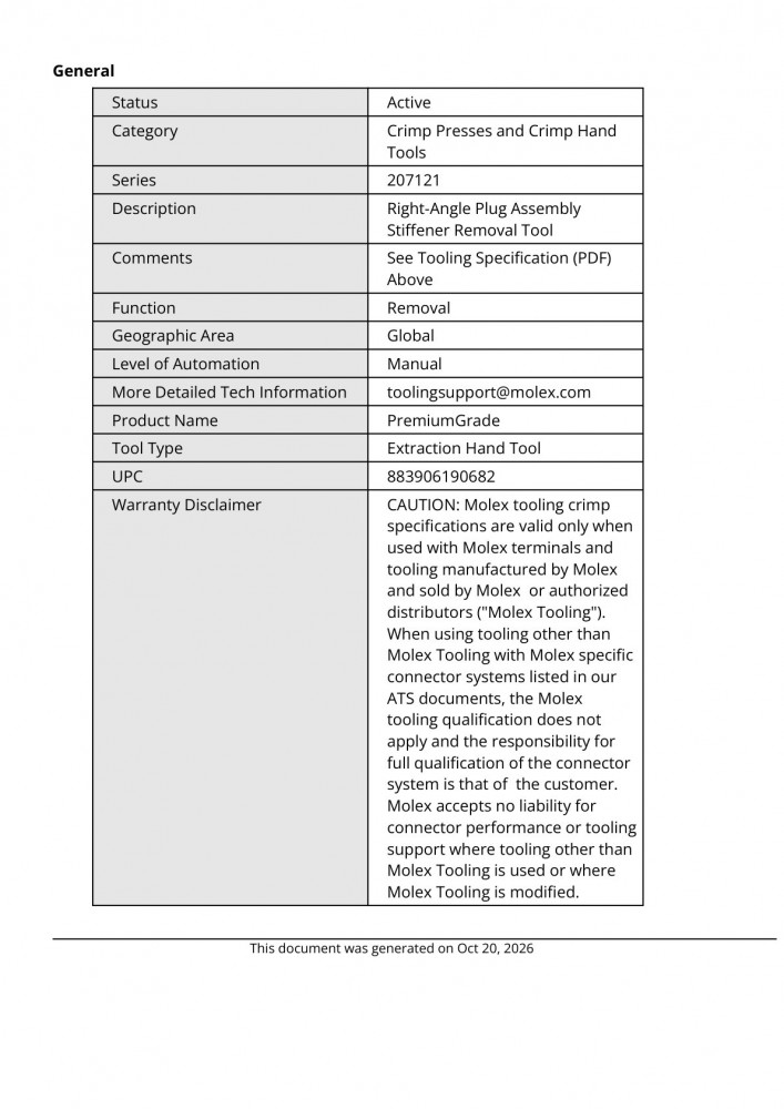 Tooling documentation page 2 for MOLEX 622023600