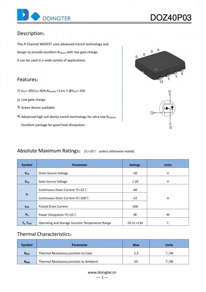 DOZ40P03 datasheet page 1