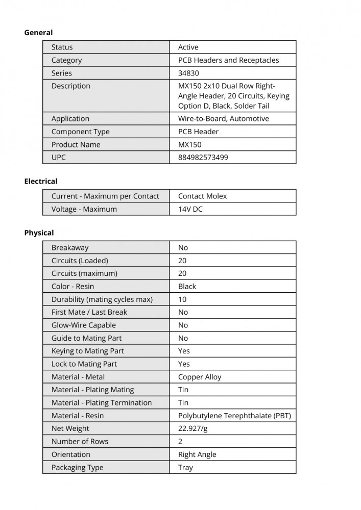 Technical document image 2 for MOLEX 348302004