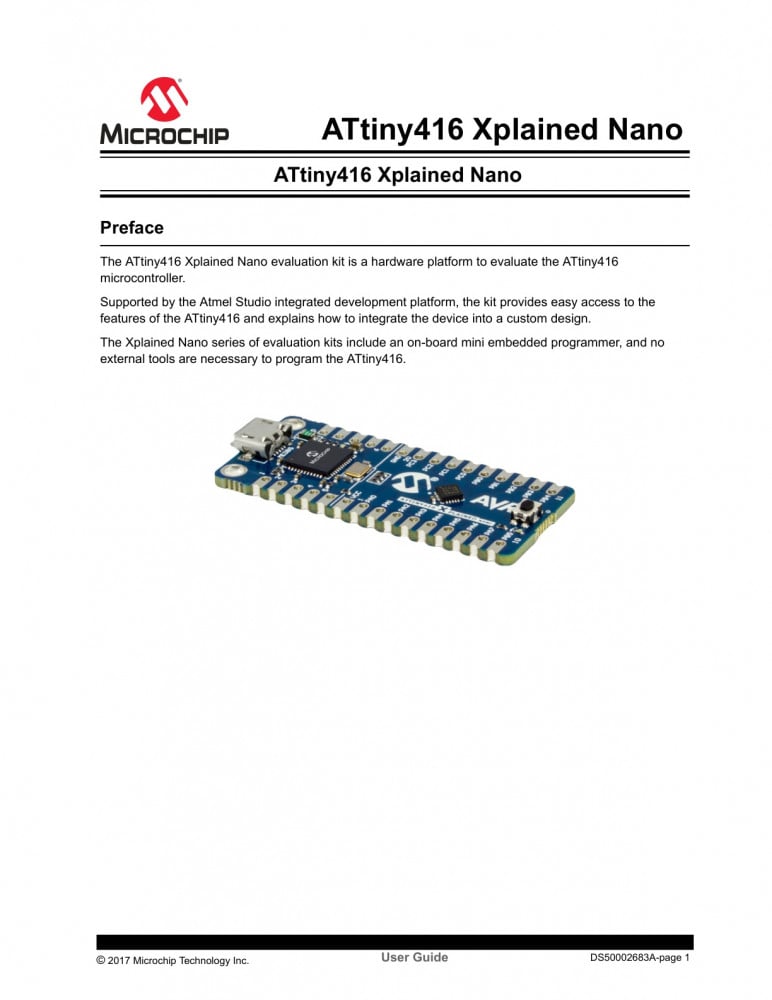 ATtiny416 Xplained Nano document page 1