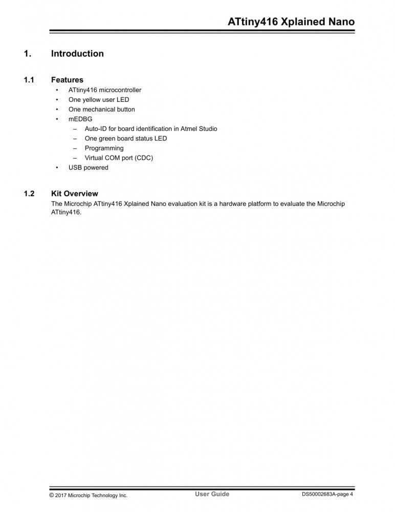 ATtiny416 Xplained Nano document page 4