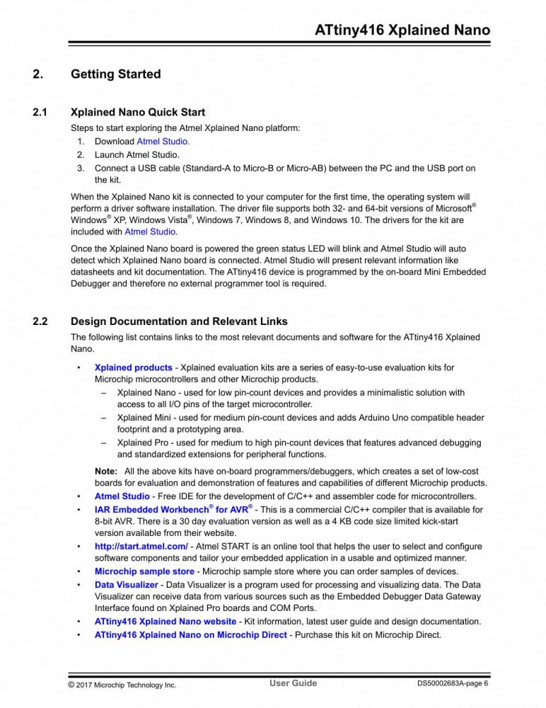 ATtiny416 Xplained Nano document page 6