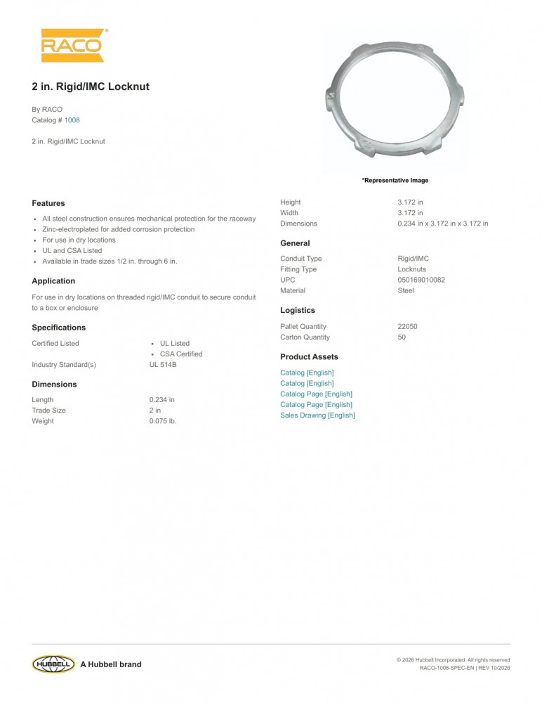 Catalog documentation preview for RACO catalog 1008