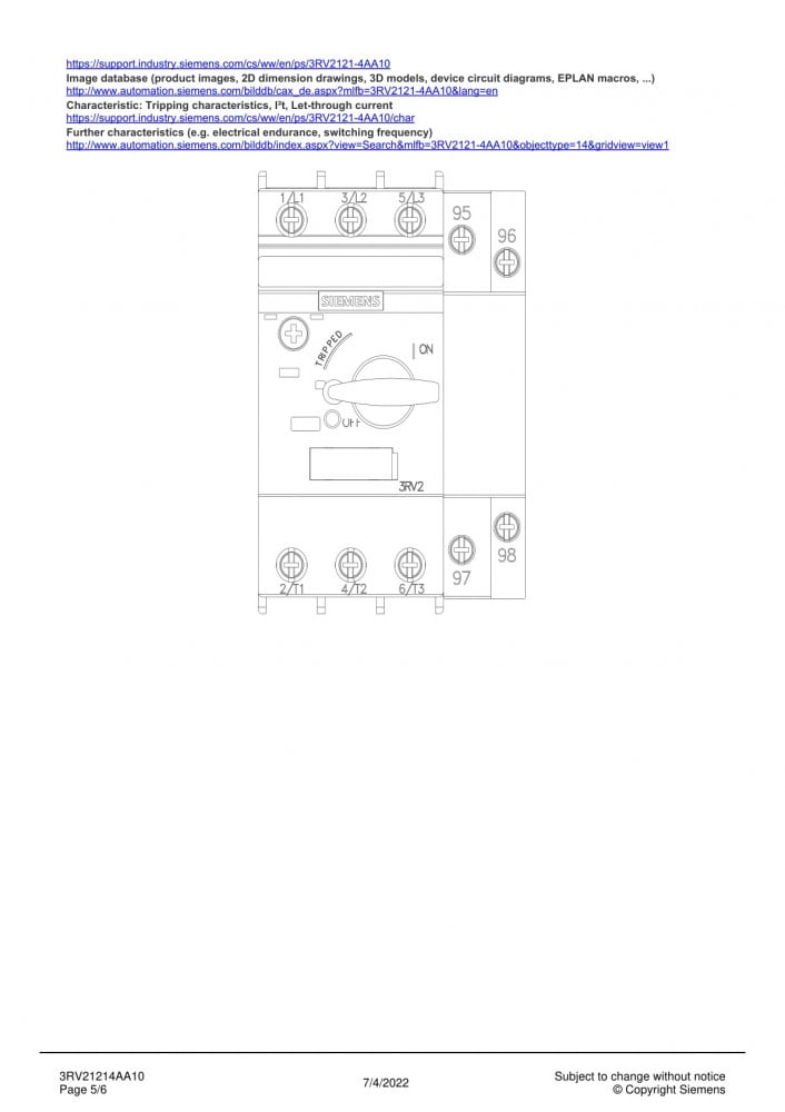 3RV21214AA10 datasheet page 5