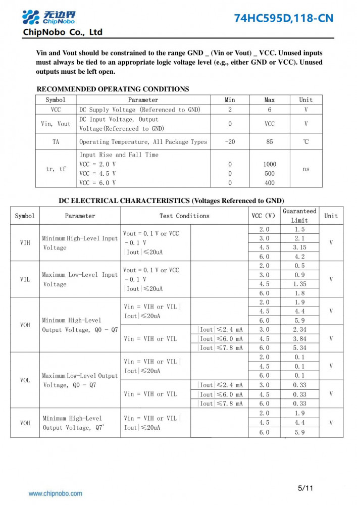 74HC595D,118-CN datasheet page 5
