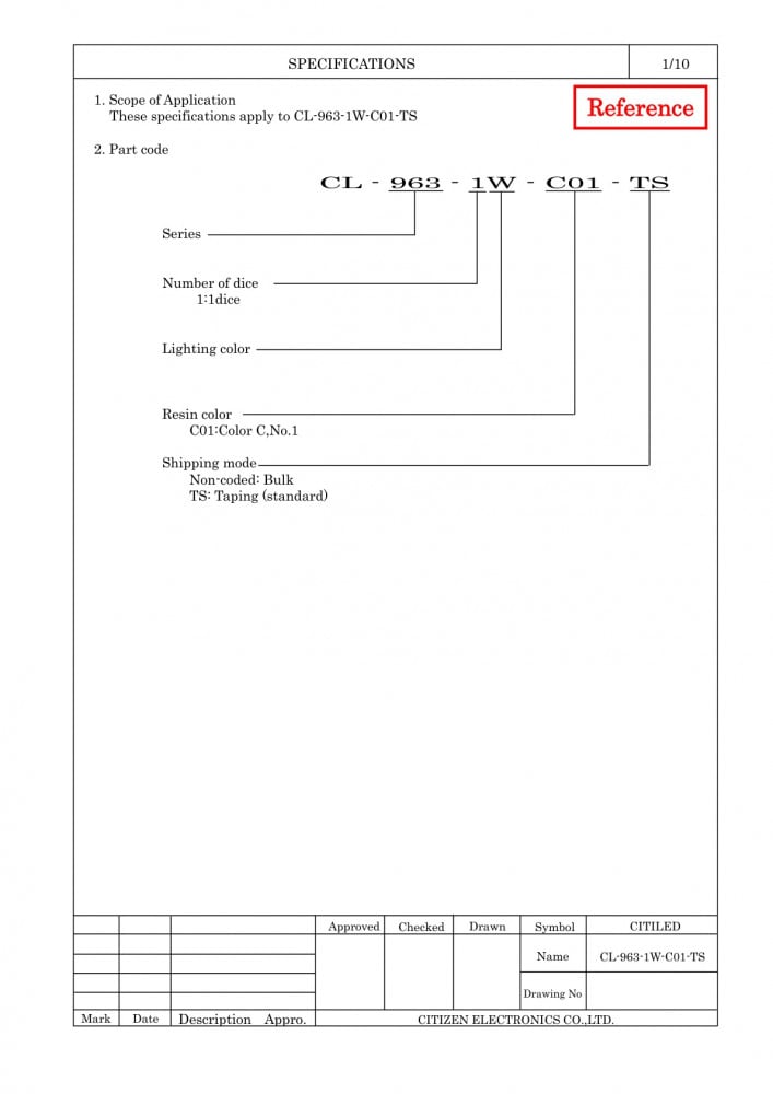 CL-963-1W-C01-TS datasheet page 1