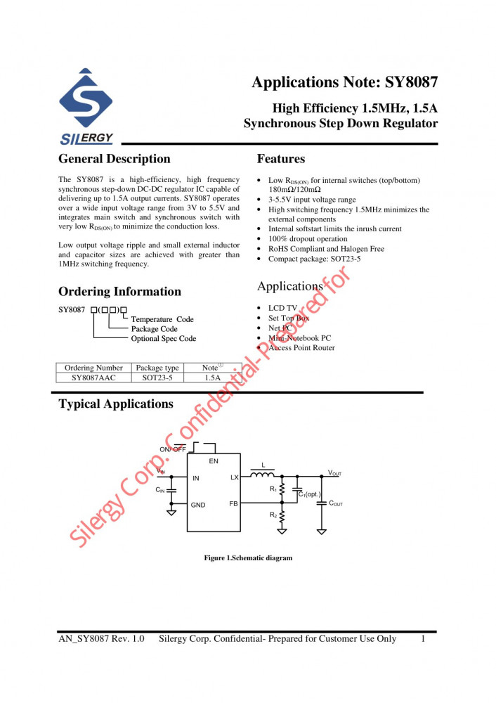SY8087AAC datasheet page 1