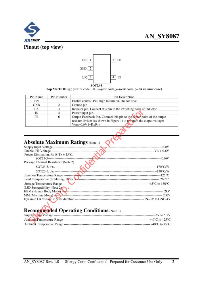 SY8087AAC datasheet page 2