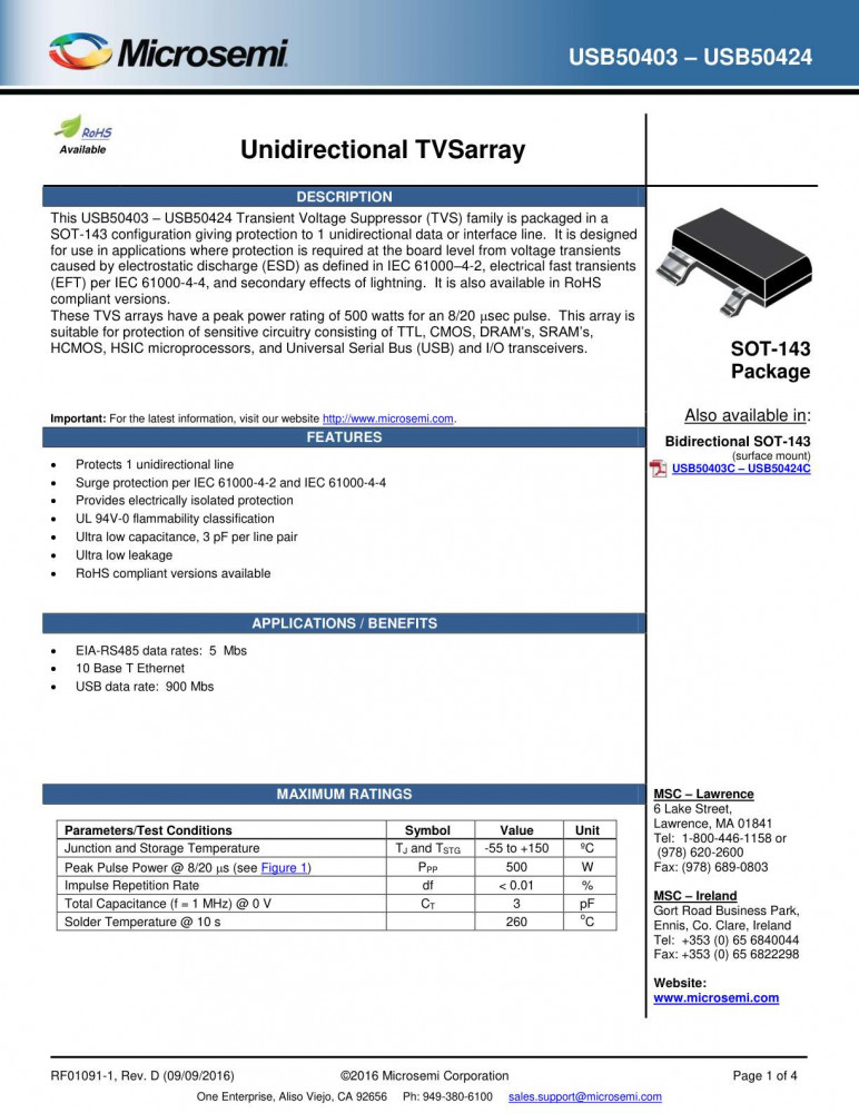 USB50412-e3 documentation preview, page 1