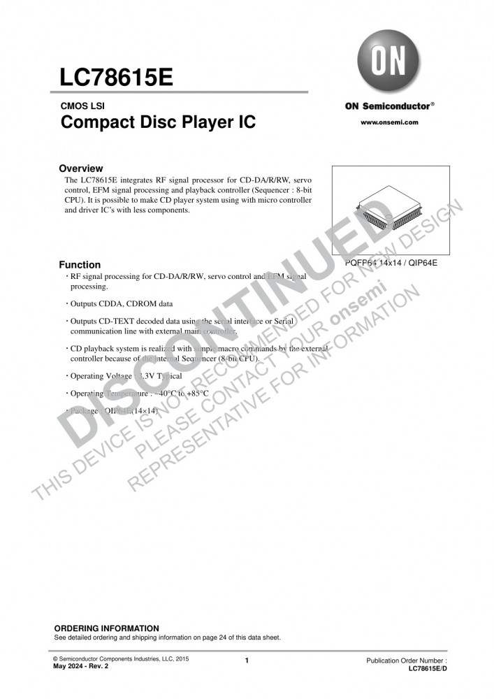 LC78615E datasheet page 1