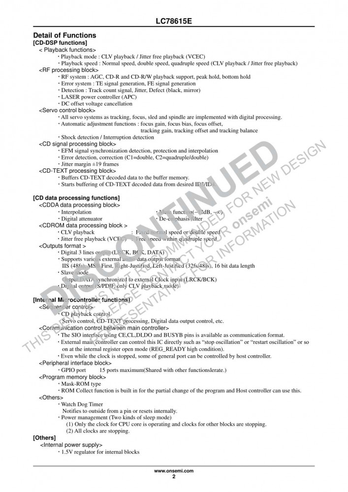 LC78615E datasheet page 2