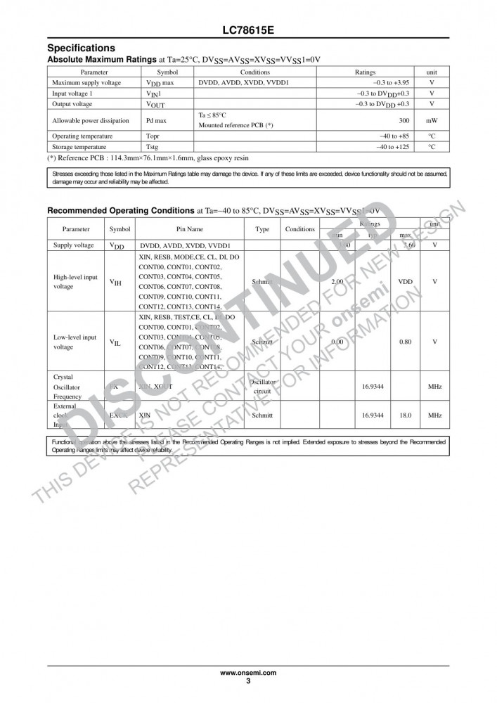 LC78615E datasheet page 3