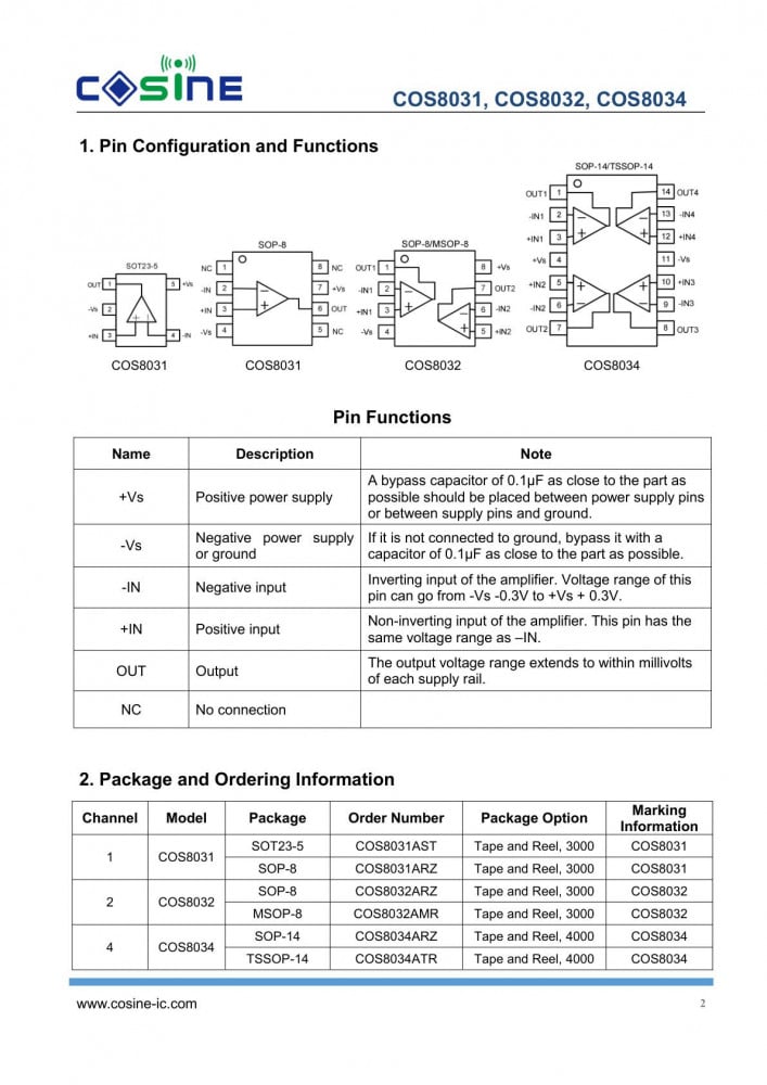 COS8032ARZ datasheet page 2