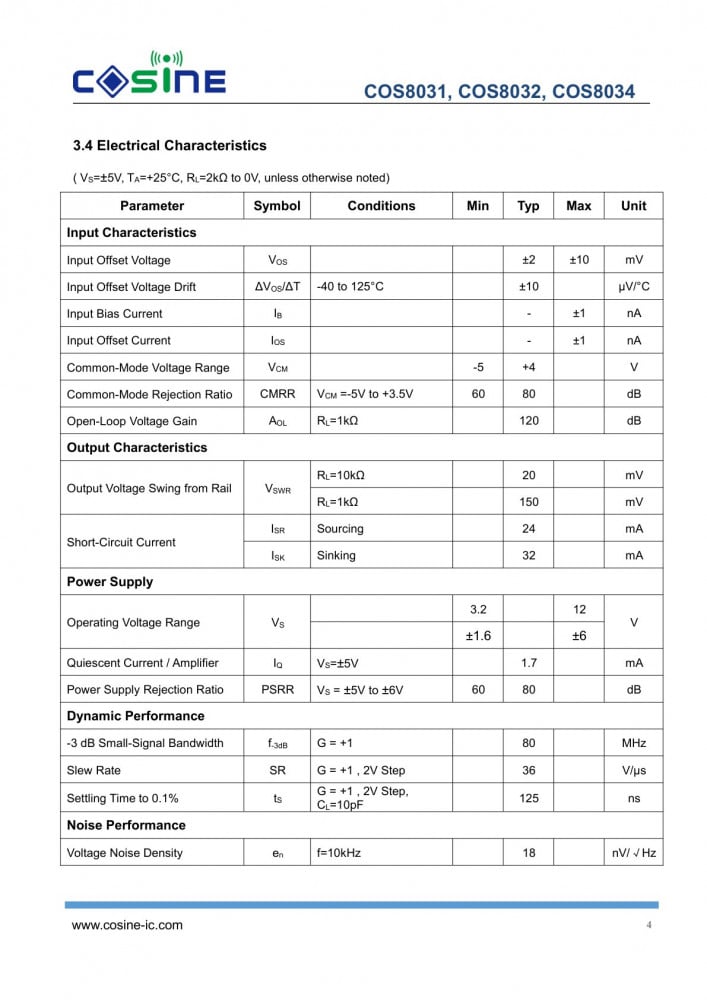 COS8032ARZ datasheet page 4