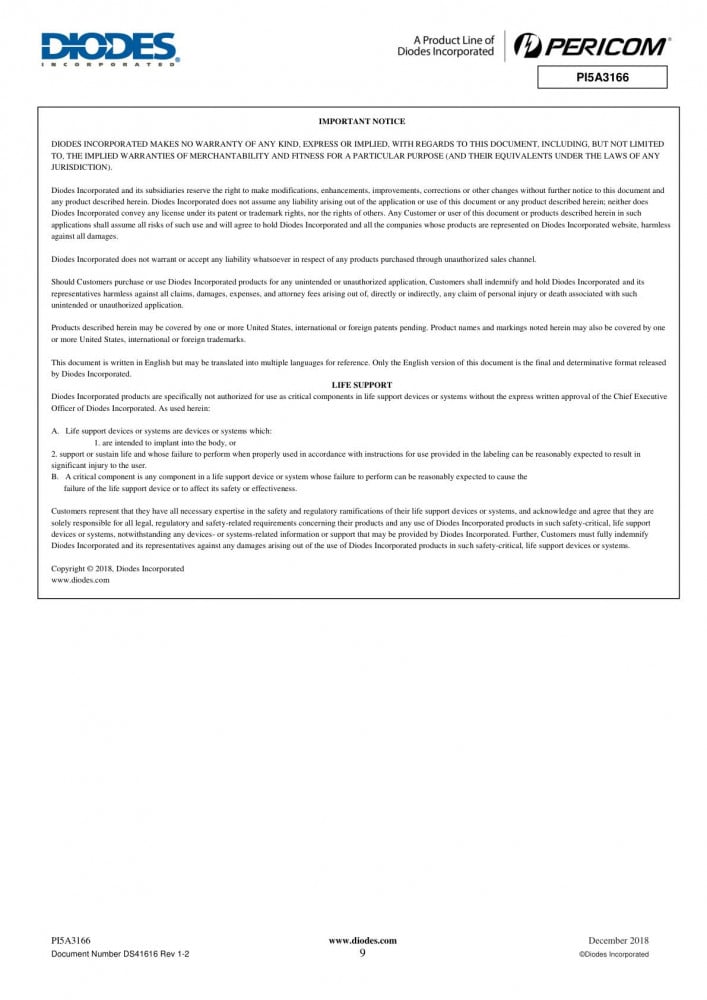 PI5A3166CEX datasheet page 9