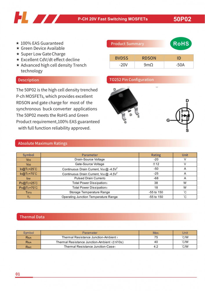 HL 50P02 datasheet page 1