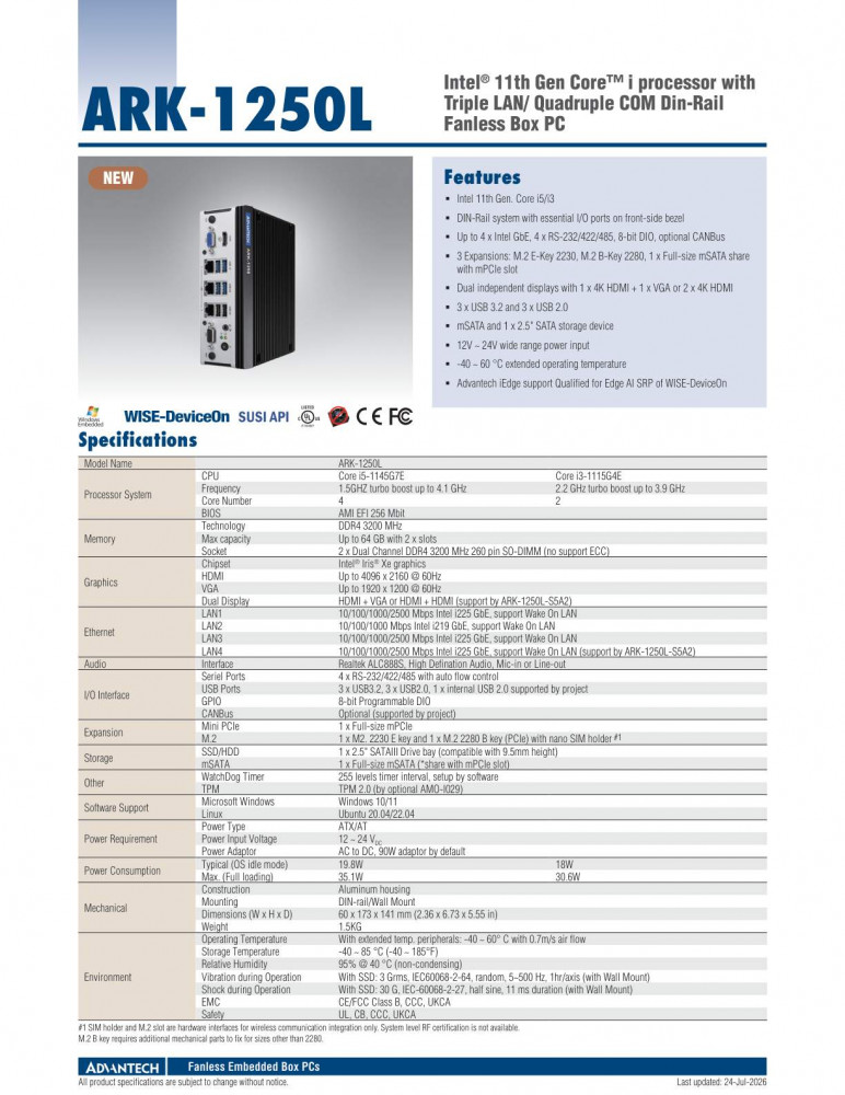 ARK-1250L product documentation page 1