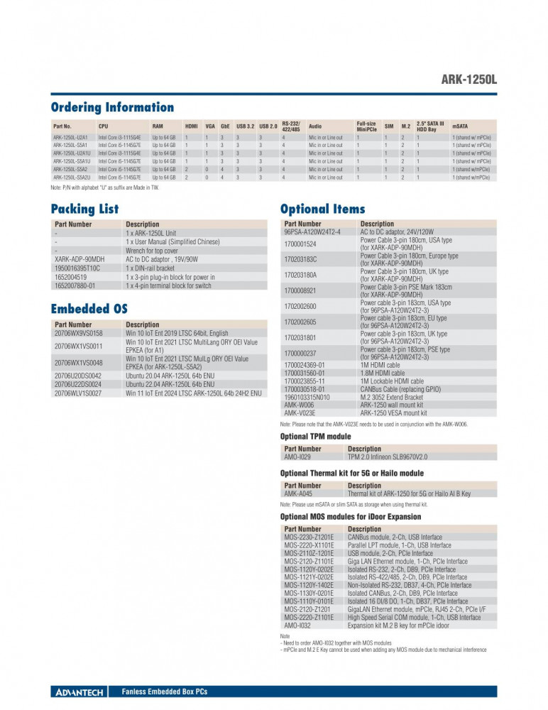 ARK-1250L product documentation page 3
