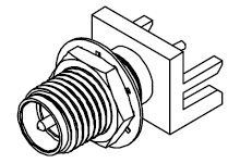 SMA Jack, Reverse Polarity, Straight, PCB Receptacle, Edge Mount, Brass Body, Gold (Au) Plated, for 1.57mm (.062