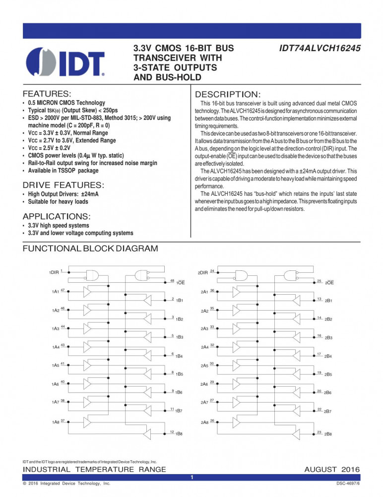 74ALVCH16245PAG datasheet page 1