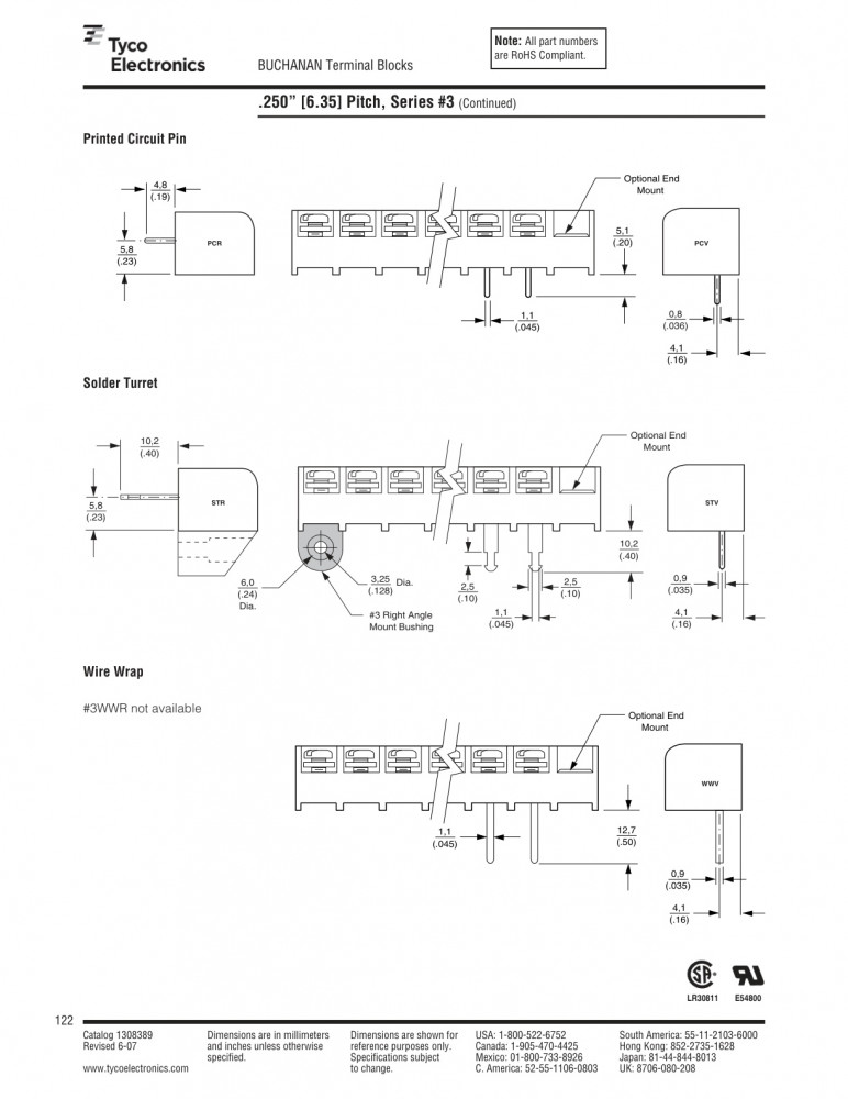 TE Connectivity Series 3 terminal block documentation page 3