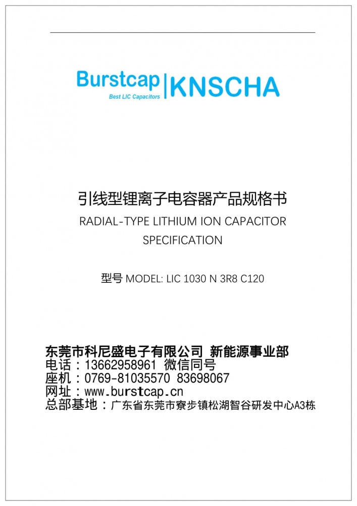 LIC1030N3R8C120 specification page 1