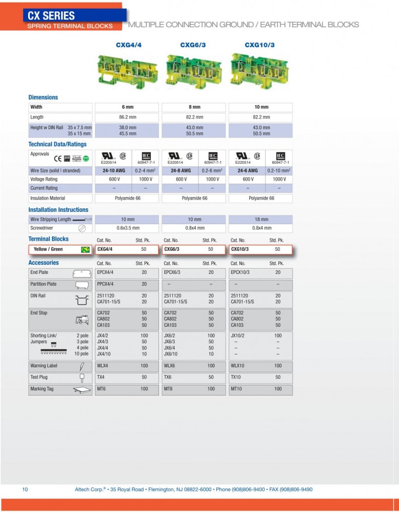 Altech terminal block datasheet page 2