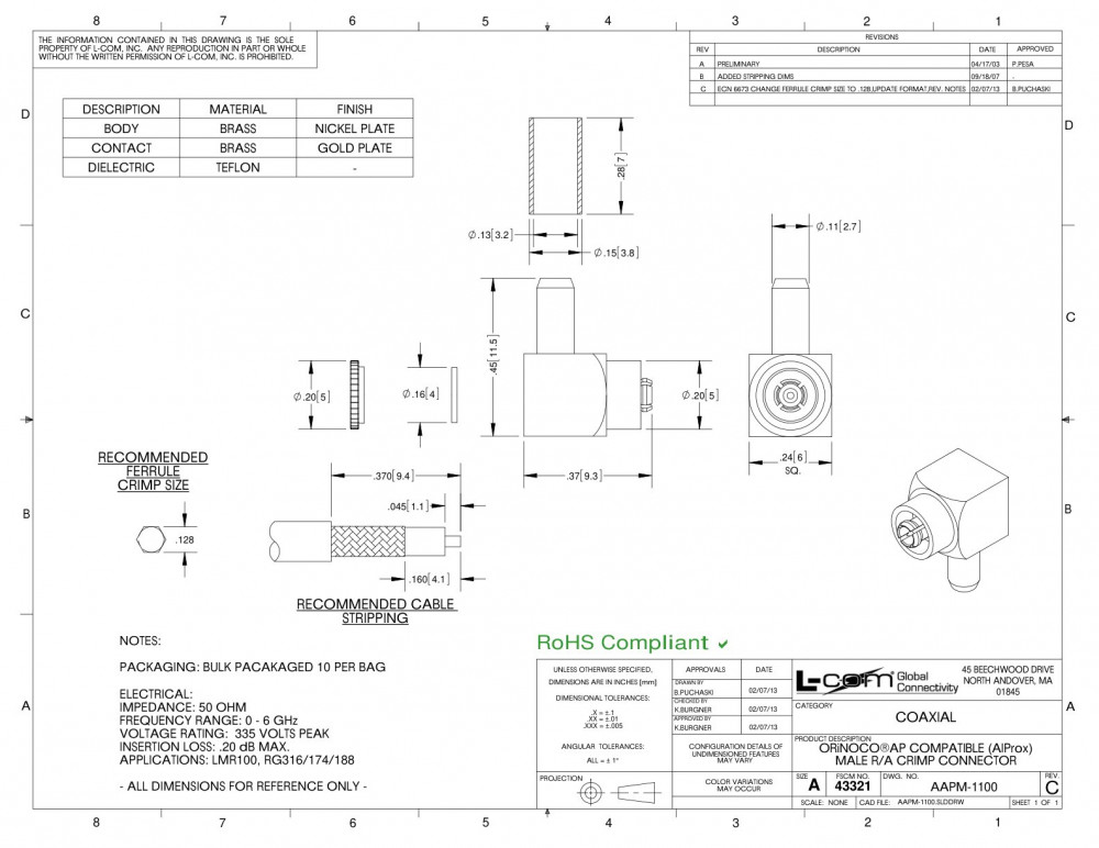L-com AAPM-1100 technical drawing