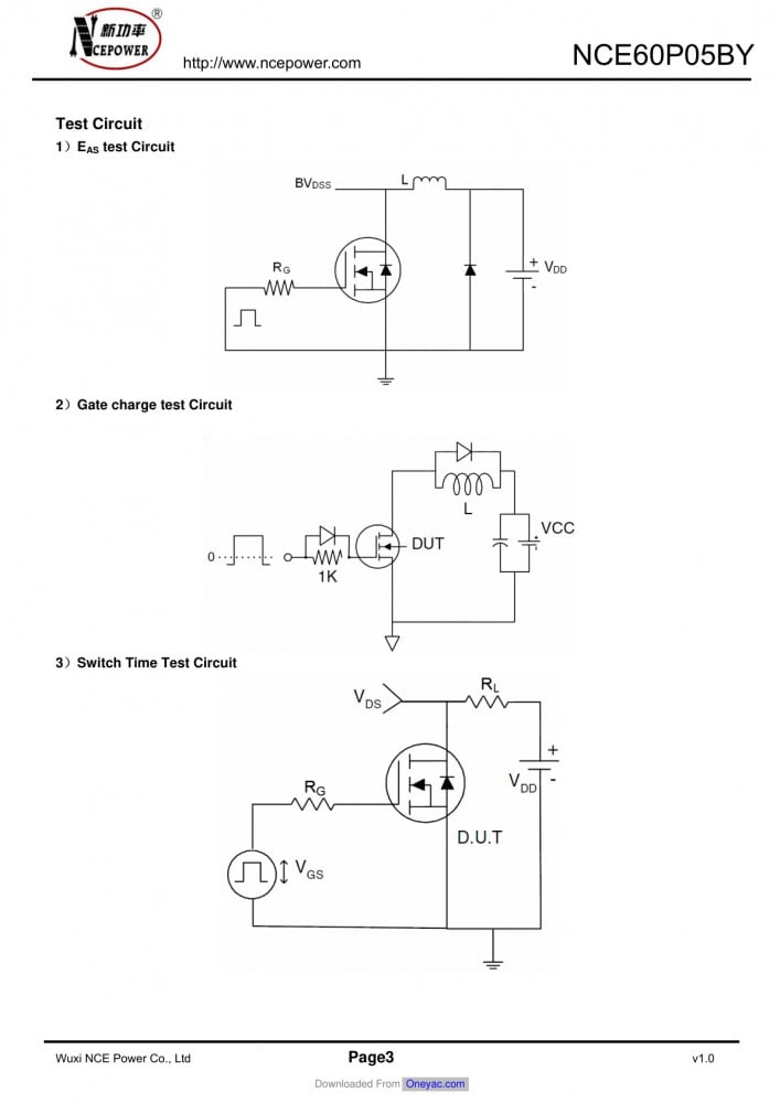 NCE60P05BY datasheet page 3