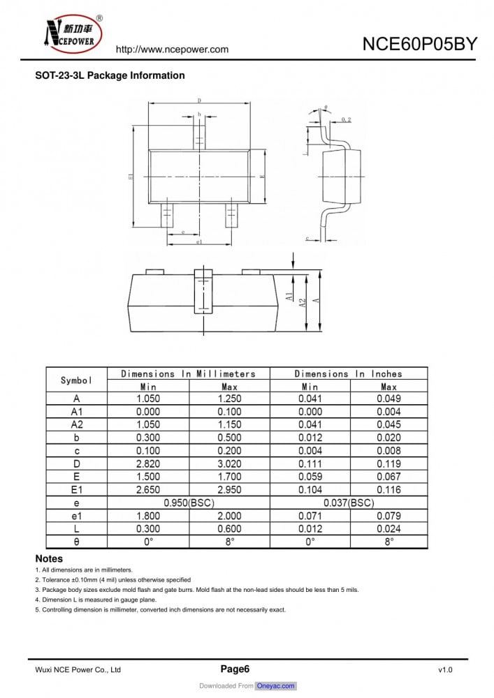 NCE60P05BY datasheet page 6