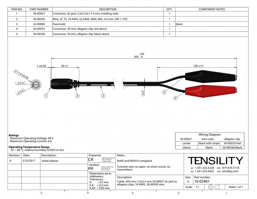 Tensility International 10-02461 technical drawing