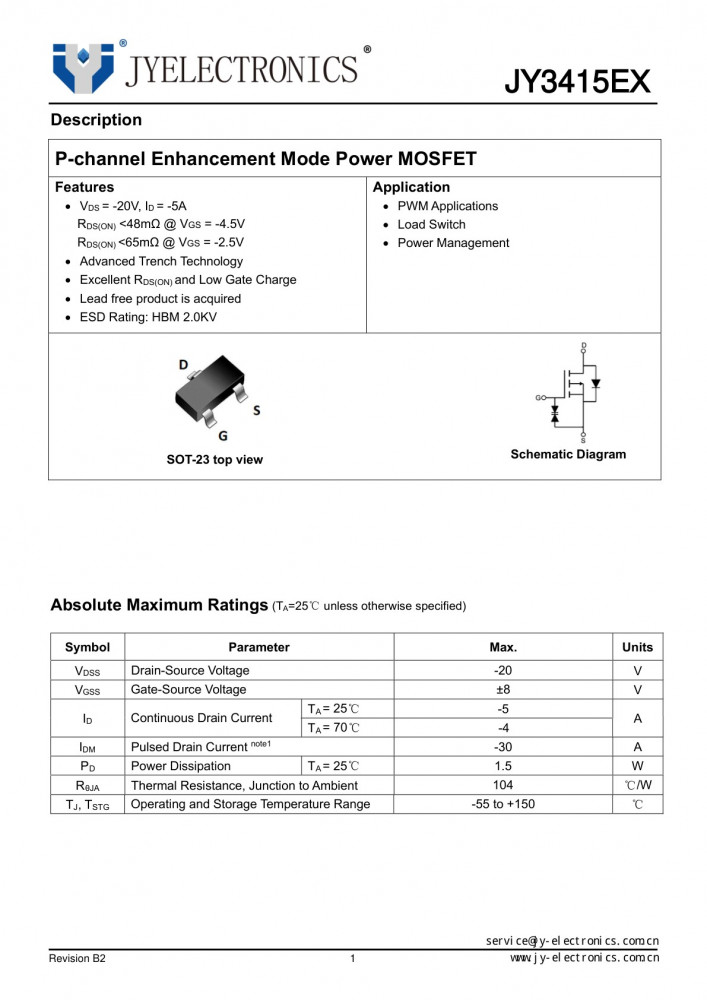 JY3415EX datasheet page 1
