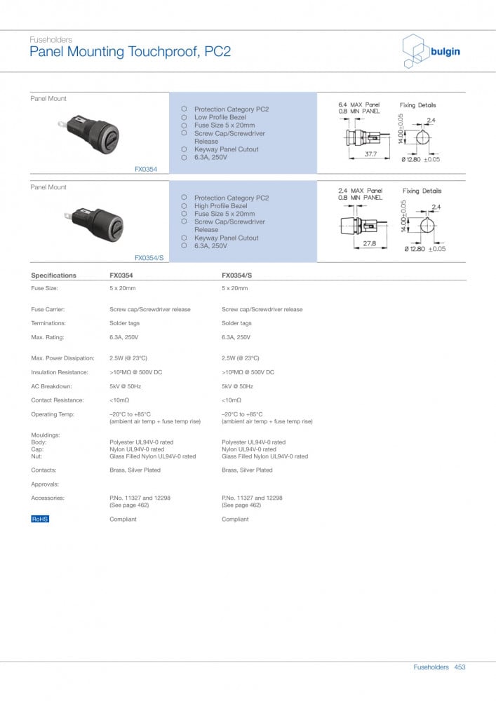 Bulgin fuseholder documentation page 7