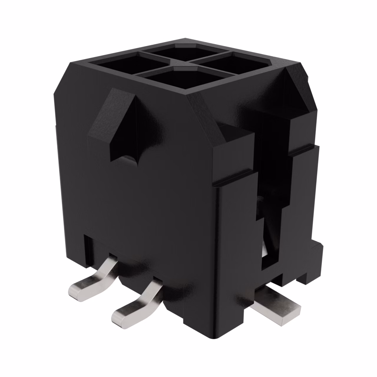 Micro-Fit 3.0 Vertical Header, 3.00mm Pitch, Dual Row, 4 Circuits, with Solder Tab, 0.76µm Gold Plating, Glow-Wire Capable, Black, Tape and Reel, without Disposable cap for sale