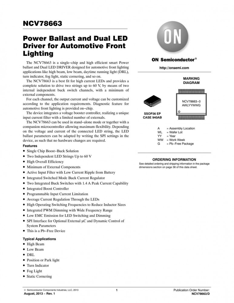 NCV78663 datasheet page 1